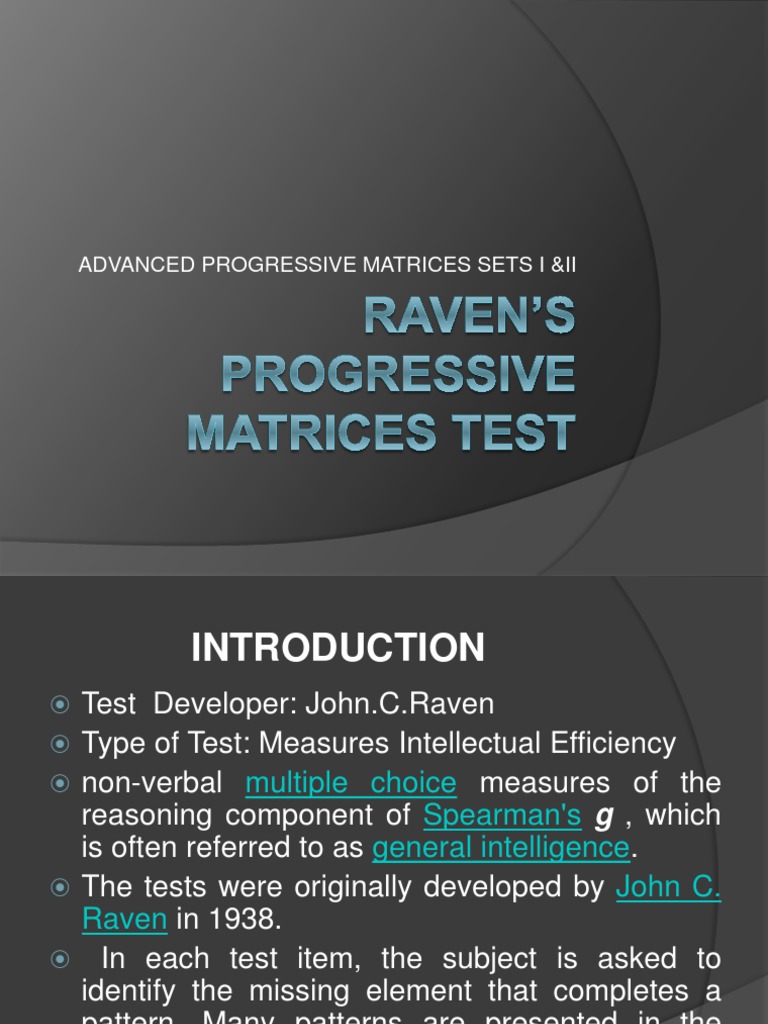 APM (Advanced Progressive Matrices) | PDF | Neuropsychology ...