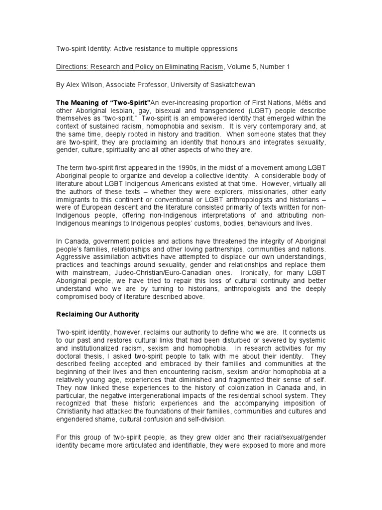 Two-Spirit Identity & Empowerment | PDF | Lgbt | LGBTQIA+ Studies
