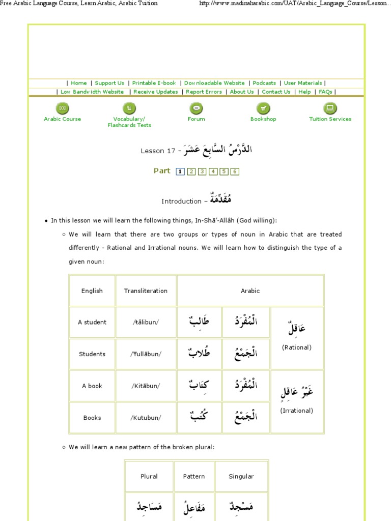 L017 - Madinah Arabic Language Course | PDF | Grammatical Number ...