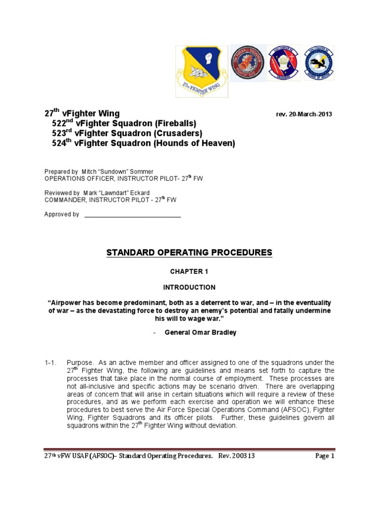 27th VFW SOP Rev 3-20-2013 | Download Free PDF | United States Air ...