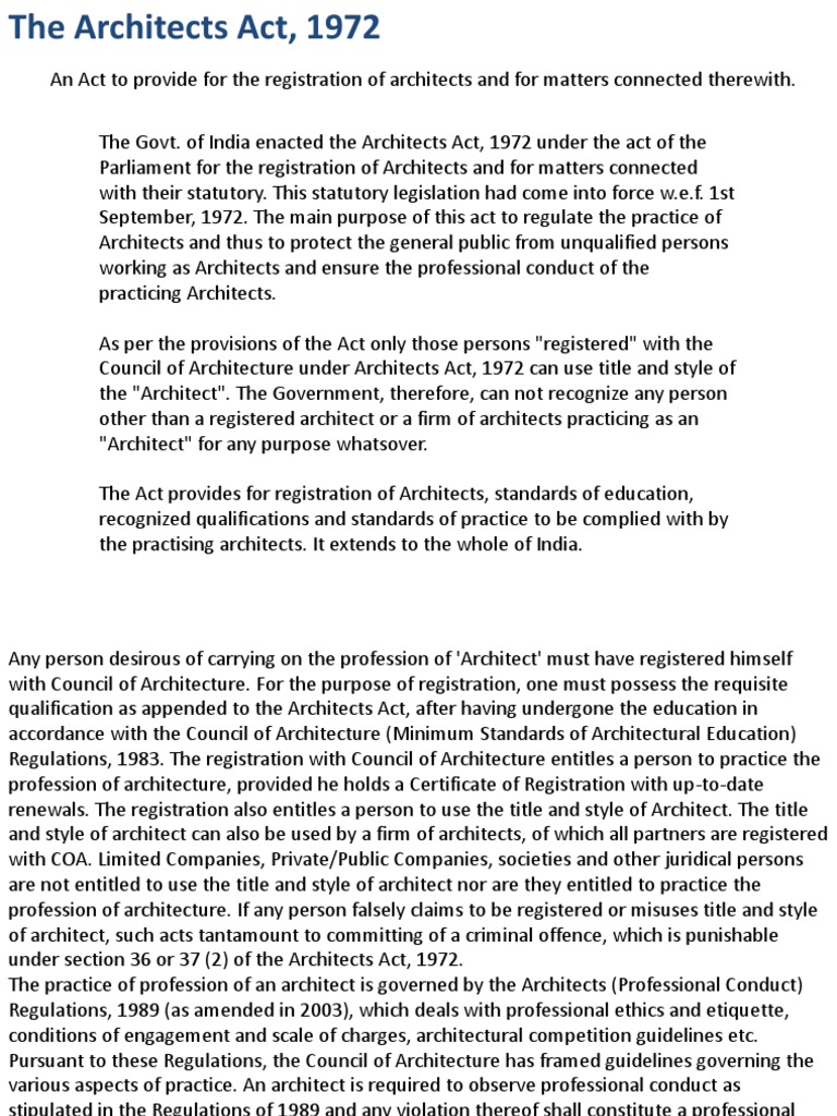 Architects Act 1972 | PDF | Common Law | Public Law