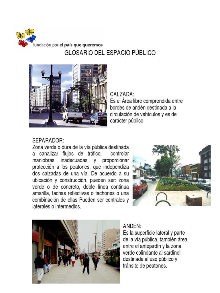 Glosario. de Espacio Publico | PDF | Calle | Peatonal