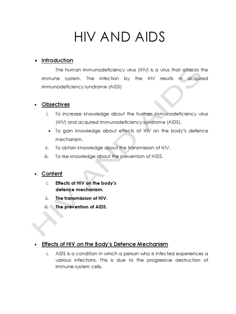 HIV and AIDS (BIOLOGY FORM 5) | PDF | Hiv/Aids | Infection