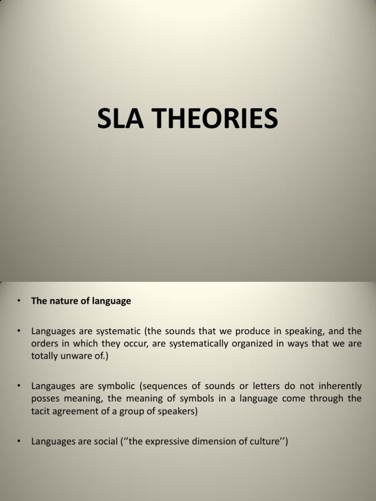 Sla Theories | PDF | Second Language Acquisition | Language Acquisition