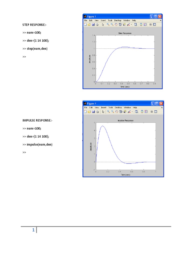 Step and Impulse Response Exercises | PDF