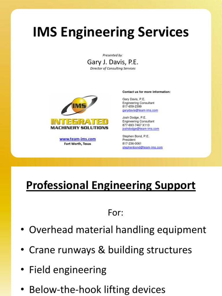 IMS Engineering Services | PDF | Crane (Machine) | Engineering