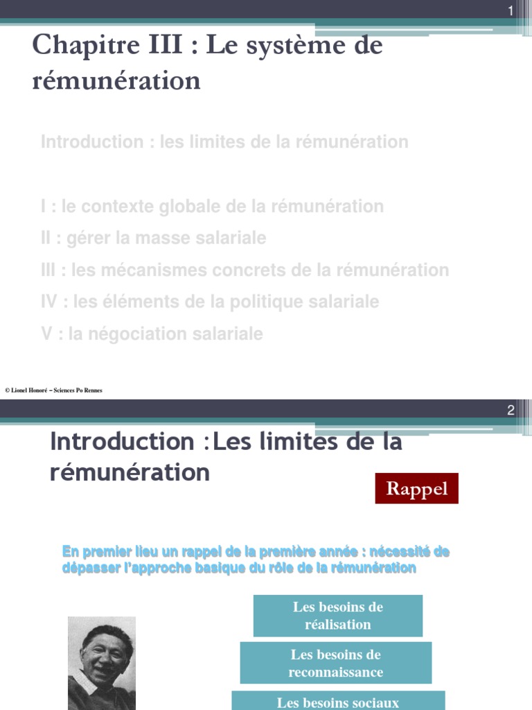 Le système de rémunération