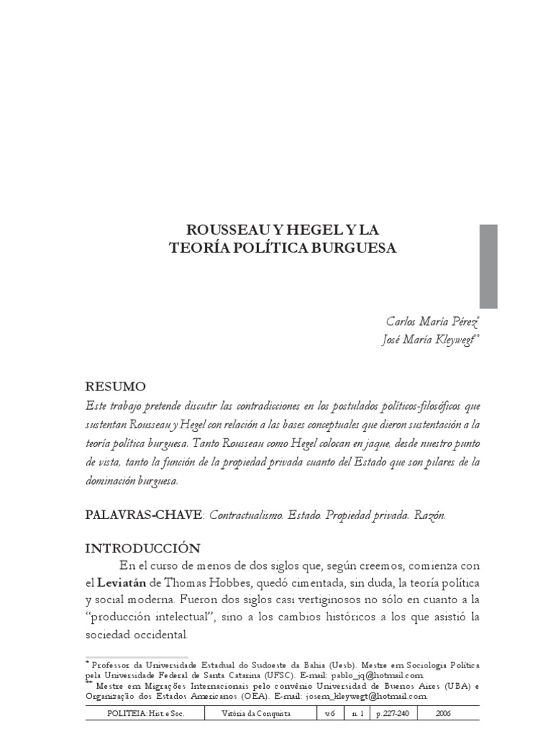 Rousseau y Hegel: Crítica a la Política Burguesa | PDF | Georg Wilhelm ...