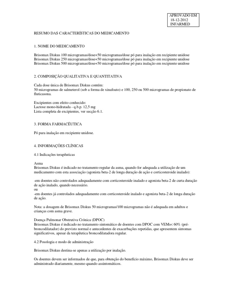 Brisomax - infarmed | Asma | Farmacocinética