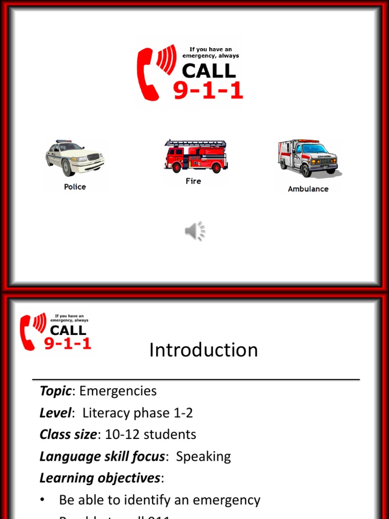 ESL Emergency Response Lesson Plan | PDF | 9 1 1 | English As A Second ...
