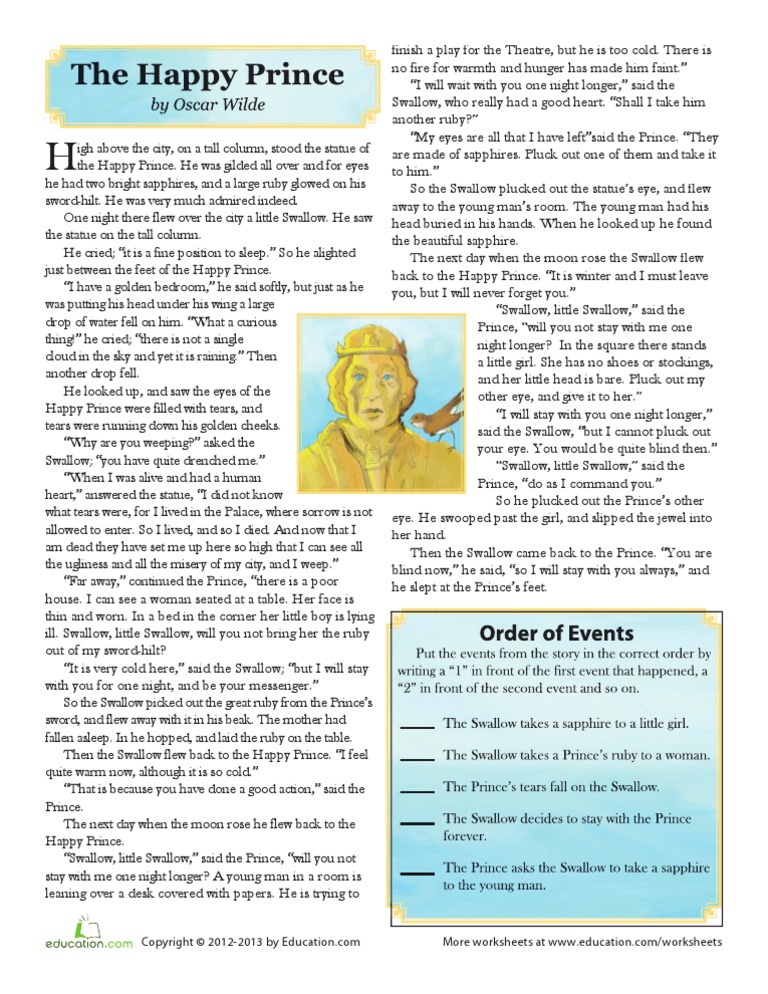 The Happy Prince Worksheet | PDF | The Happy Prince And Other Tales