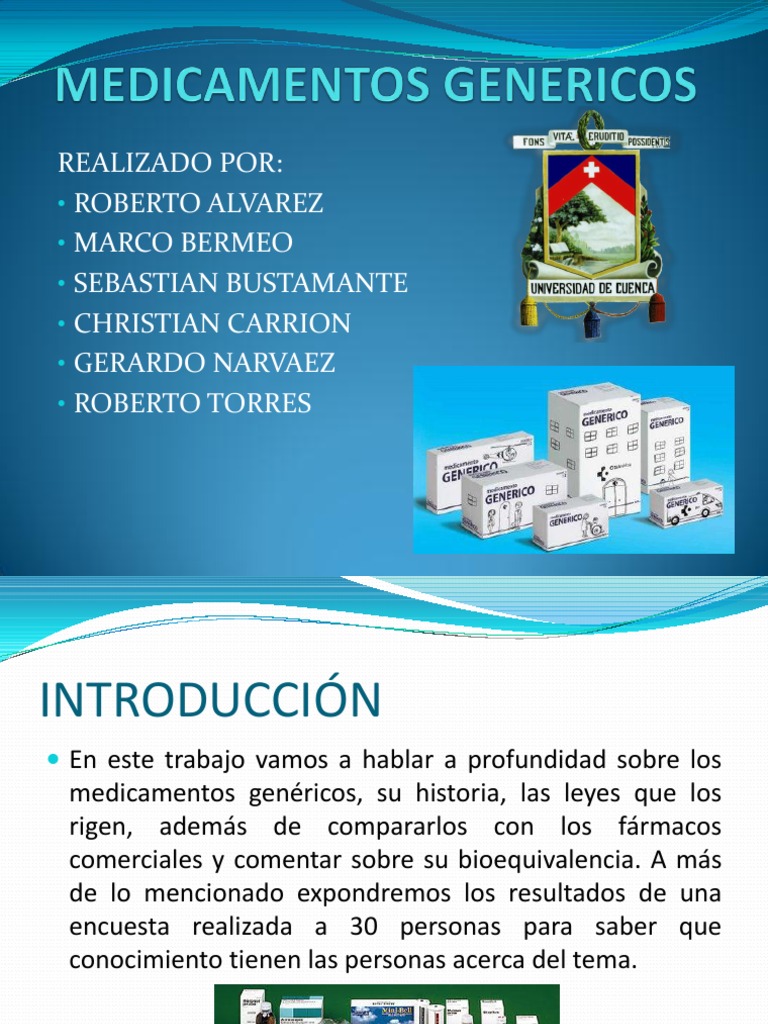 MEDICAMENTOS GENERICOS.pptx | Droga generica | Medicamentos con receta