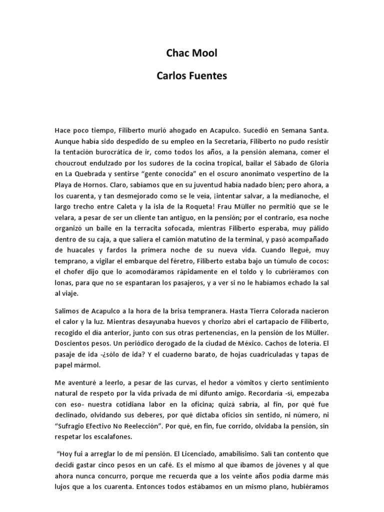 Chac Mool Carlos Fuentes | PDF