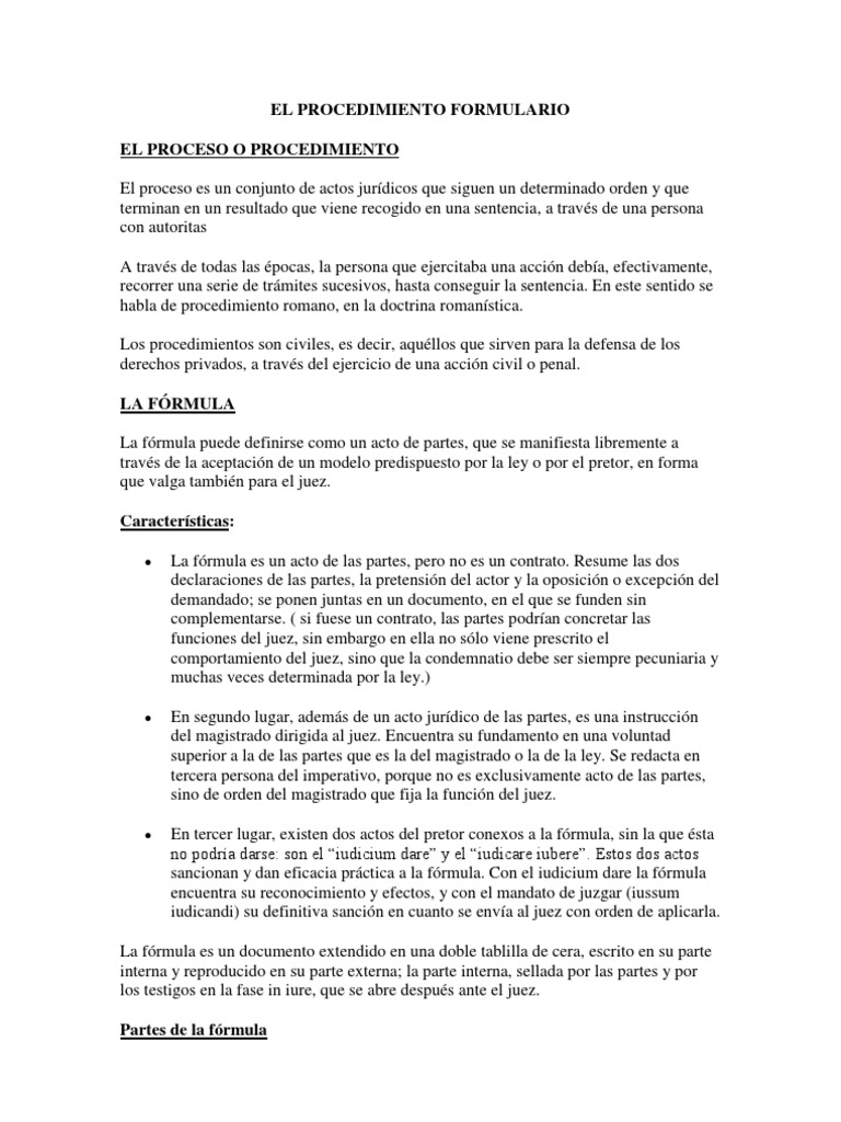 El Procedimiento Formulario | PDF | Causa de la acción | Evidencia (ley)