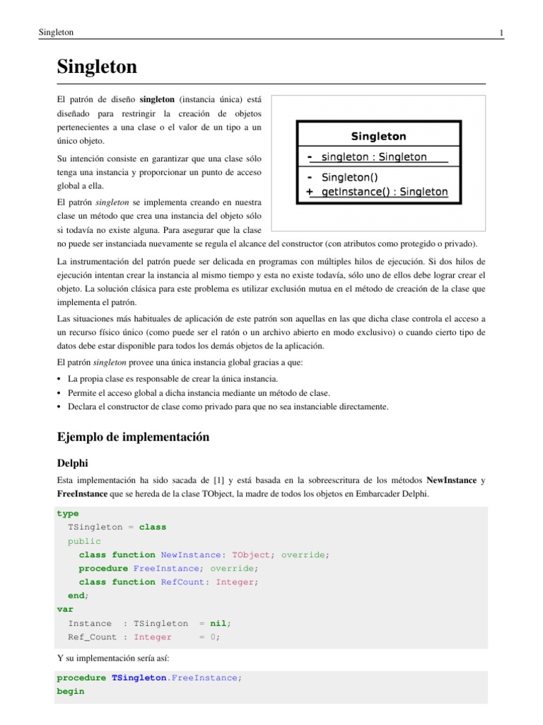 Implementación del Patrón Singleton en Varios Lenguajes | PDF | Depuración | Desarrollo tecnológico