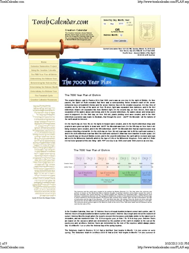 7000 Year Plan | PDF | Hebrew Calendar | Jewish Eschatology