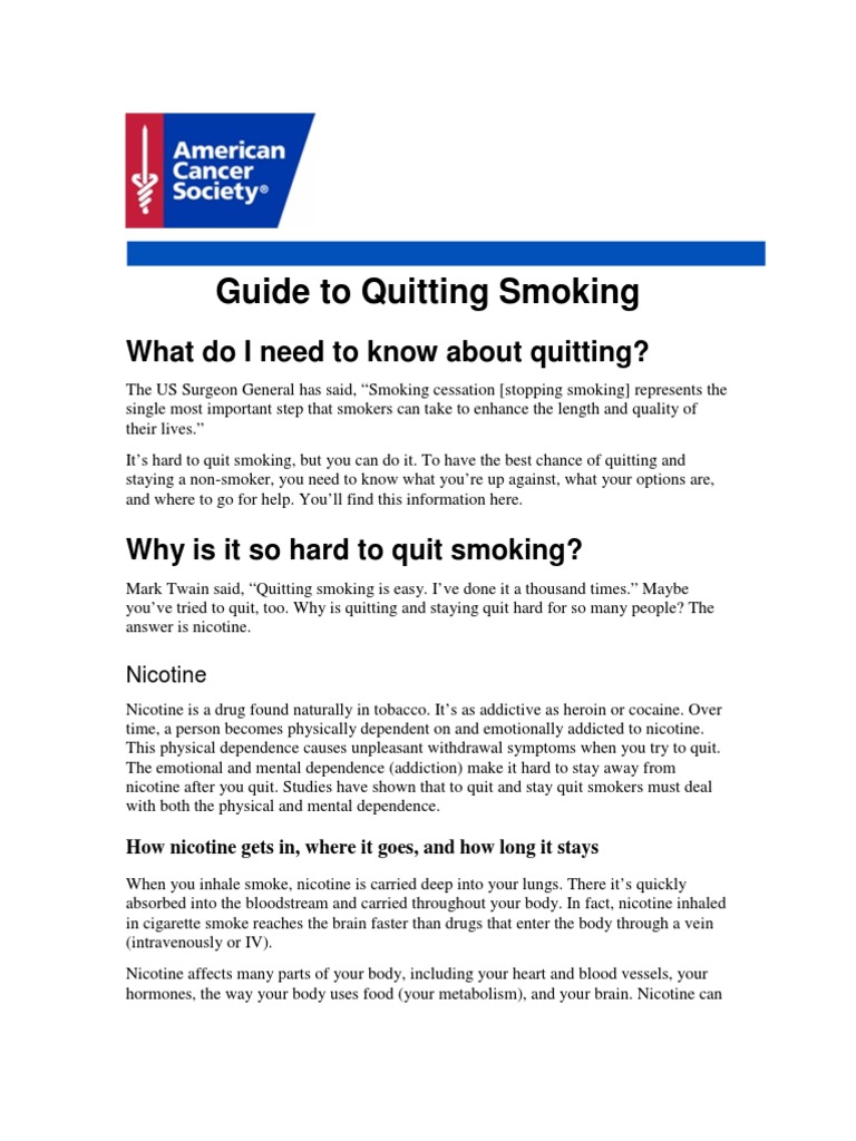 Guide To Quit Smoking | PDF | Smoking Cessation | Nicotine