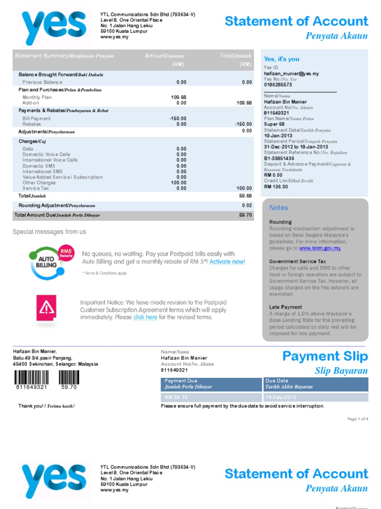 Statement of Account: Penyata Akaun | PDF | Payments | Credit Card