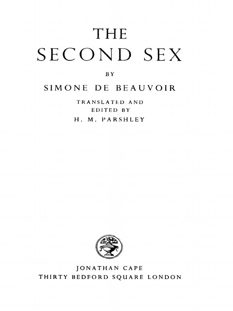 Simone De Beauvoir The Second Sex Pdf Sex Critical Theory