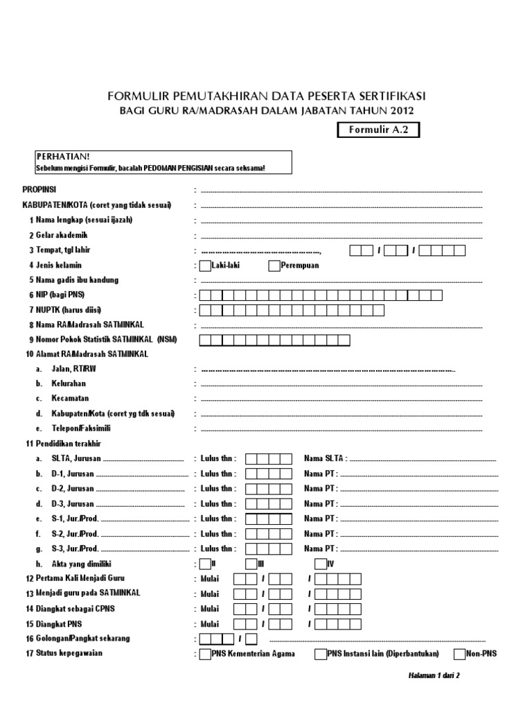 Formulir Pemutakhiran A2 | PDF | Karier & Perkembangan