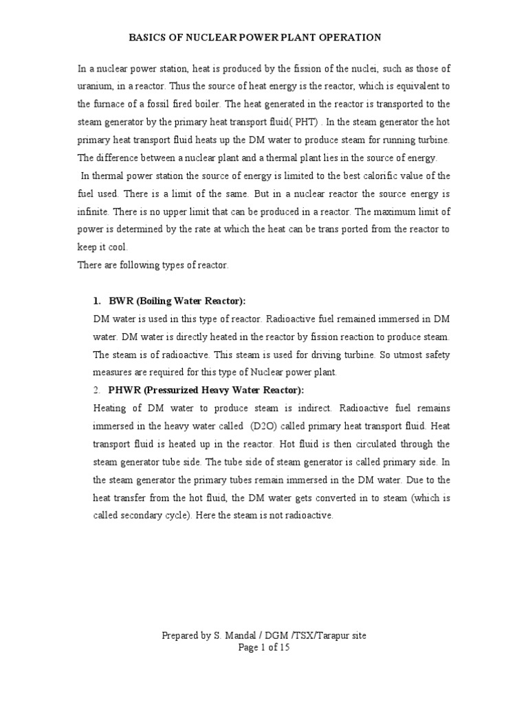 Basics of Nuclar Plant Operation | PDF | Nuclear Reactor | Nuclear ...