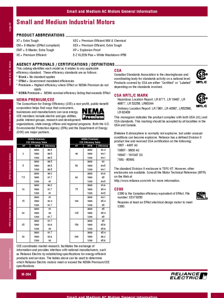 Reliance Electric Motor Specifications | PDF | Electromagnetism ...