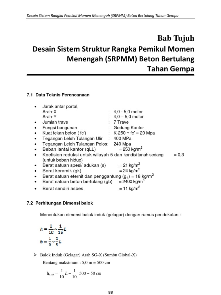 Bab 7 - Desain SRPMM Beton Bertulang Tahan Gempa (C) Yoppy Soleman (Chapter 7 - Intermediate ...