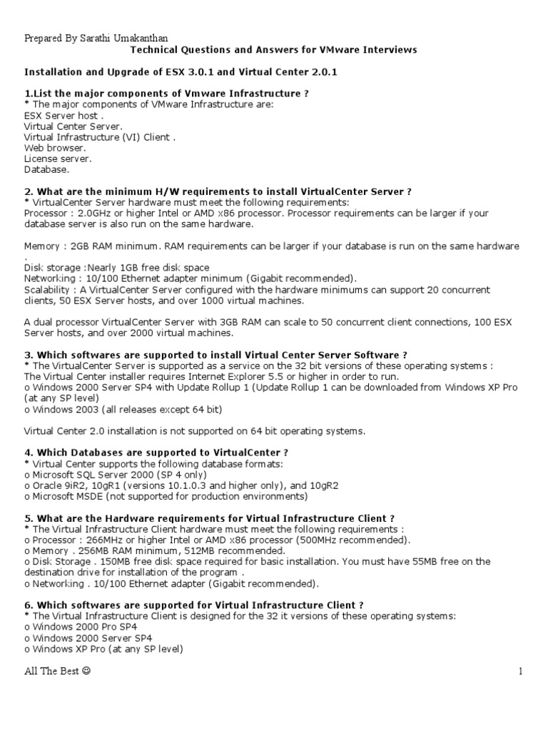 VMware Interview Questions With Answer | PDF