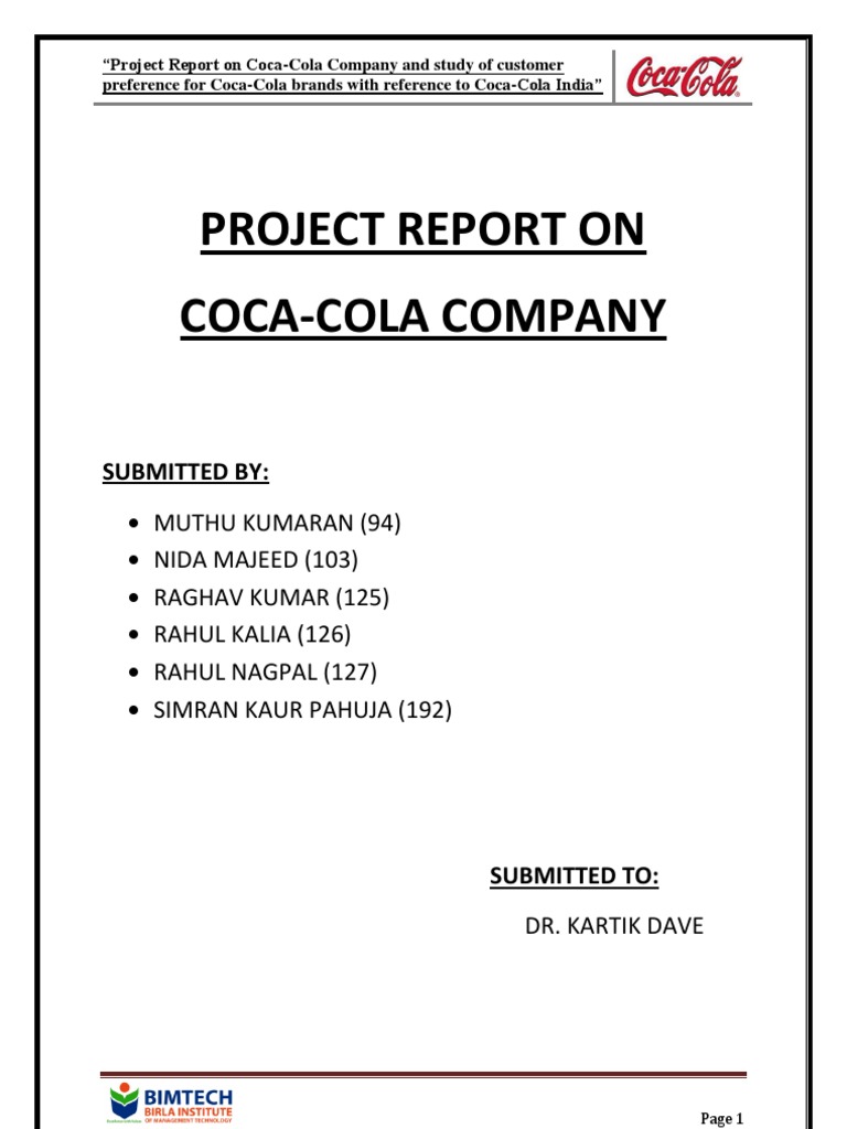 Coca Cola Project | PDF | Pepsi | Coca Cola