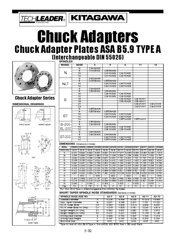 Chuck Adapter Dimensions Overview | PDF | Technology & Engineering