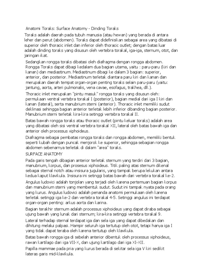 Anatomi Toraks | PDF | Ilmu Sosial | Sains & Matematika