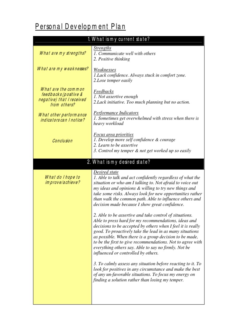 Example Personal Development Plan | PDF