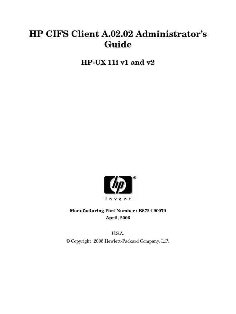 HP CIFS Client A.02.02 Administrator's Guide: HP-UX 11i v1 and v2 | PDF ...