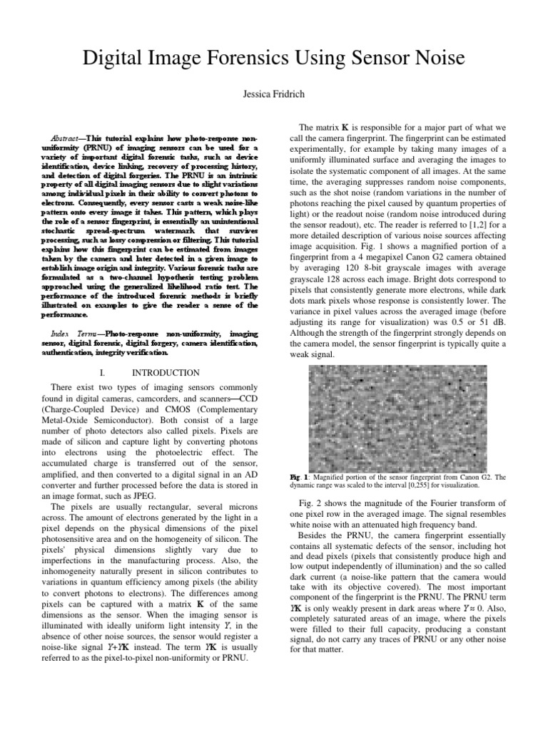 Digital Image Forensics Using Sensor Noise: Jessica Fridrich | PDF ...