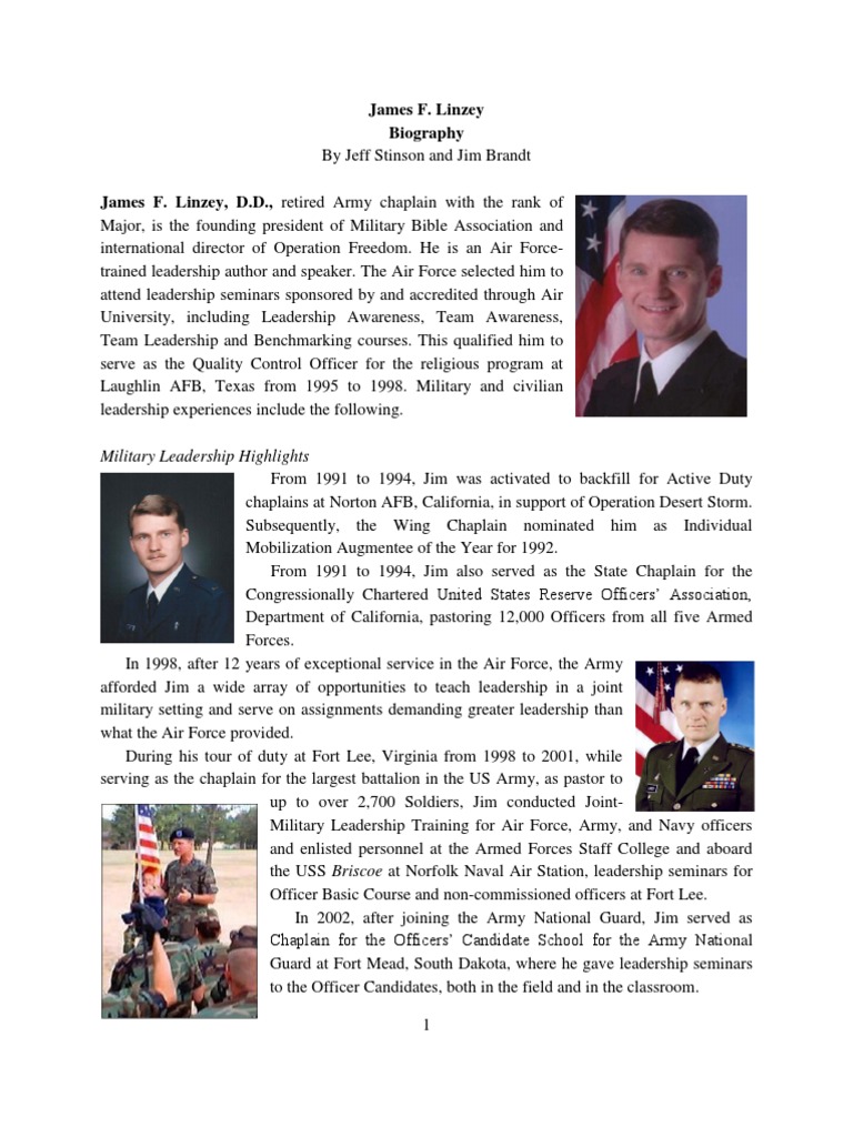 Biography of James F. Linzey by Jim Brandt and Jeff Stinson | PDF ...