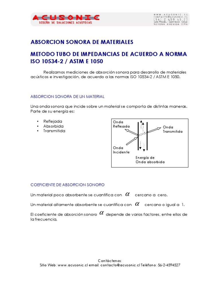 Absorcion Sonora Astm E1050 Iso 10534-2 | PDF | Olas | Frecuencia