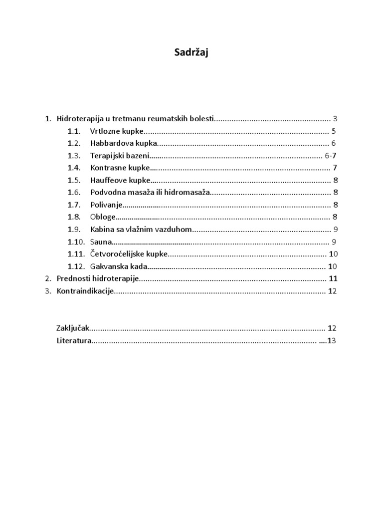Hidroterapija U Tretmanu Reumatskih Bolesti | PDF