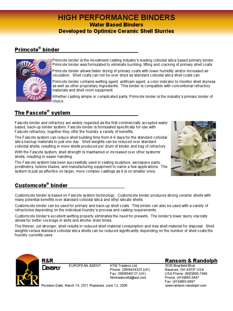 Water Based Binder - PDS | PDF | Refractory | Silicon Dioxide