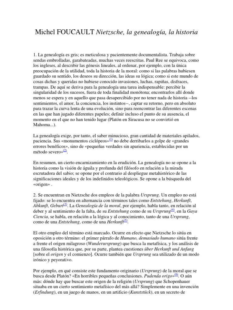 Michel Foucault - Nietzsche, La Genealogia, La Historia | PDF ...