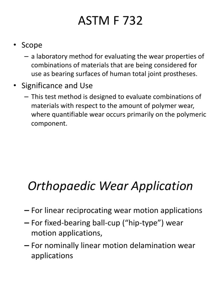 Astm F 732: - Scope | PDF | Wear | Dental Implant