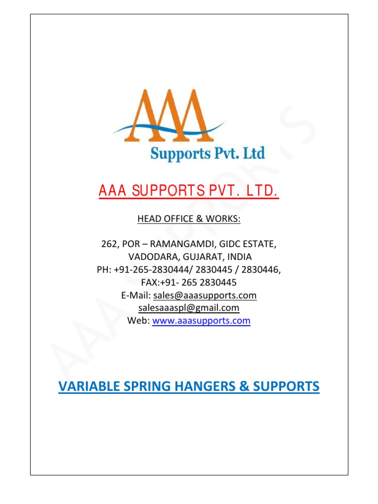 Variable Spring Hangers & Supports Guide | PDF | Pipe (Fluid Conveyance ...