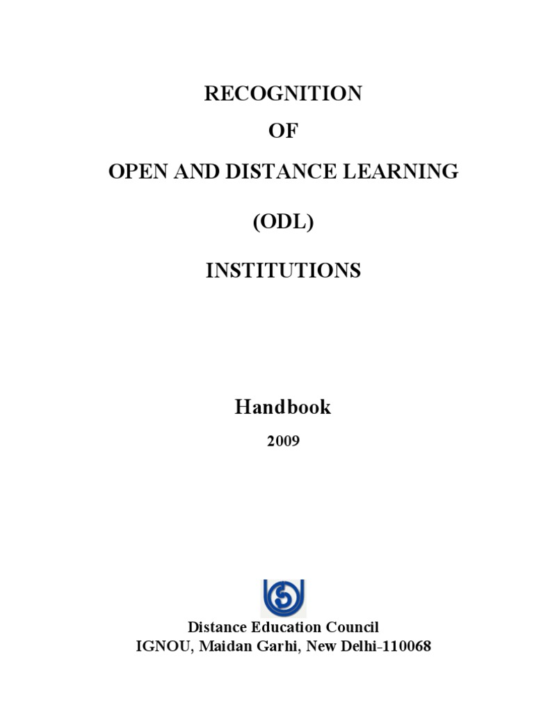 Recognition of Open and Distance Learning (ODL) Institutions - Handbook ...