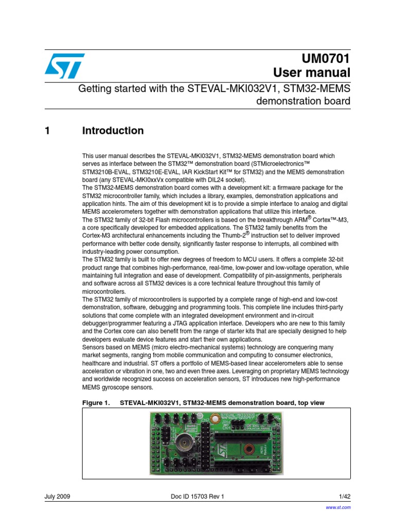 Getting Started With The STEVAL-MKI032V1, STM32-MEMS | PDF | Microcontroller | Parameter ...