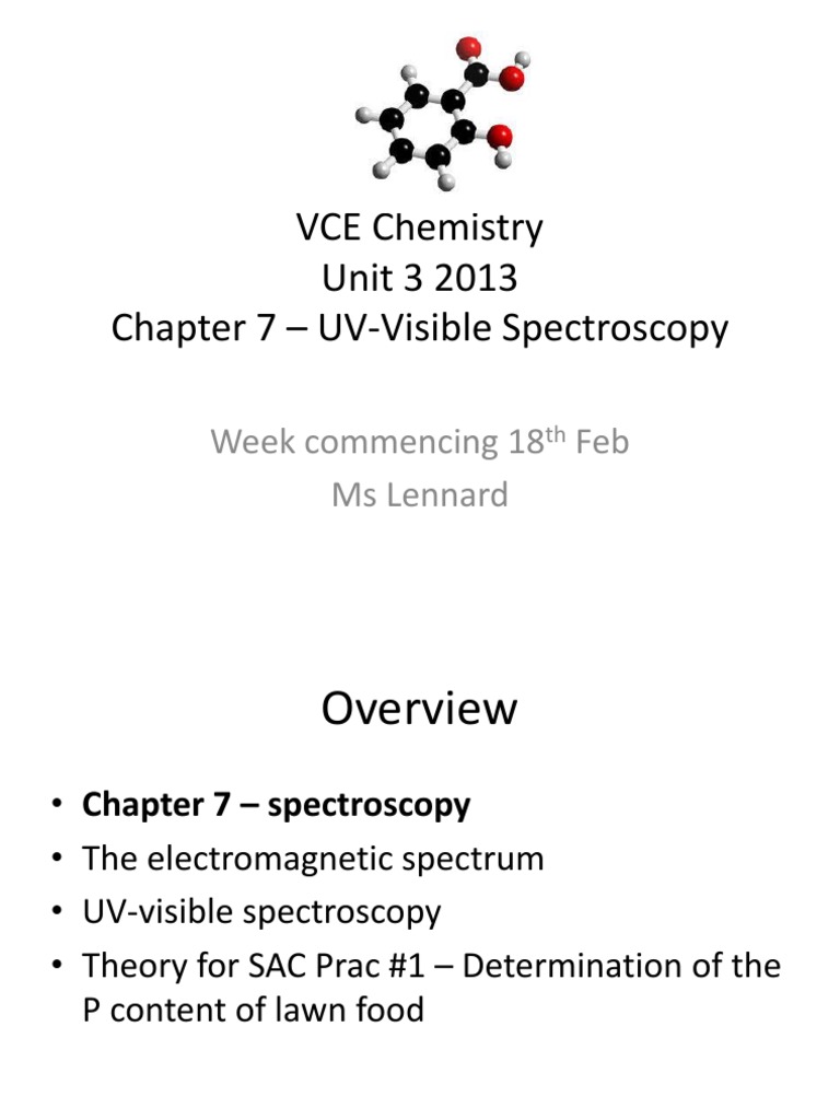 Vce Chemistry Unit 3 2013 Chapter 7 Uv Visible Spectros Pdf