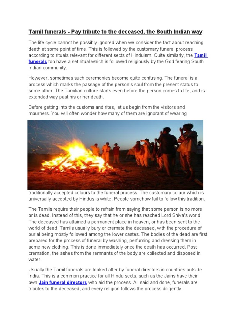 Tamil Funerals - Pay Tribute To The Deceased, The South Indian Way ...