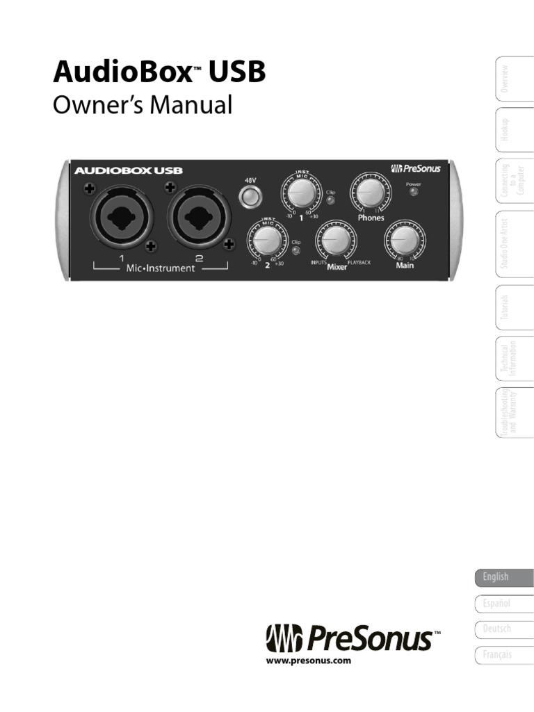Audiobox Usb: Owner'S Manual | PDF | Microphone | Installation ...