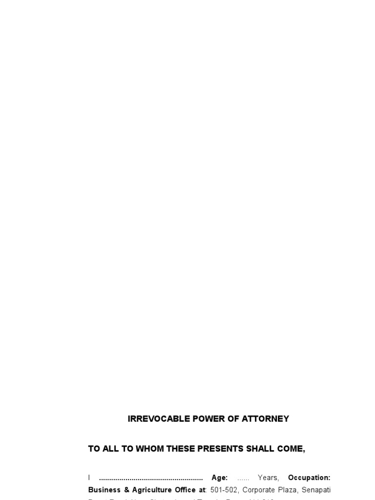 Irrevocable Power of Attorney | PDF | Deed | Power Of Attorney