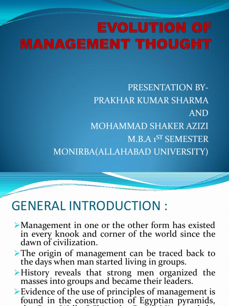 Evolution of Management Thought | PDF | System | Science And Technology