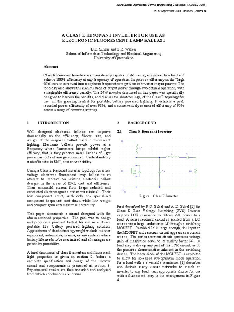 Class e Resonant Inverter | PDF | Power Inverter | Inductor