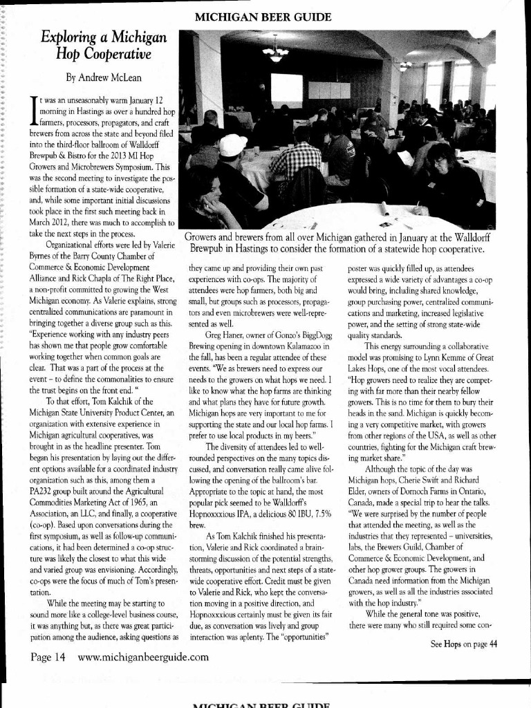 Exploring A Michigan Hop Cooperative | PDF | Brewery | Microbrewery